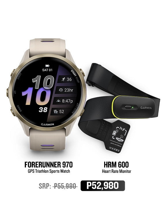 Garmin Forerunner® 970, French Gray & HRM 600 XS-S Bundle